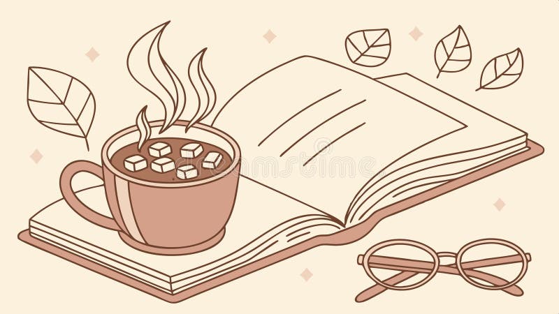 Open Book with Coffee, Reading Relaxation Vector Design Generative AI ...