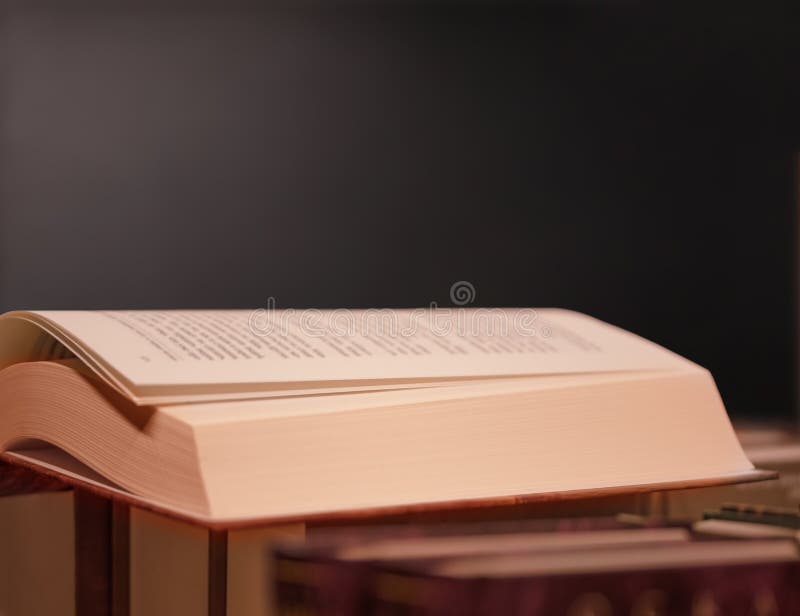 Open Book in College Library. Learning from Books in the Library Stock ...