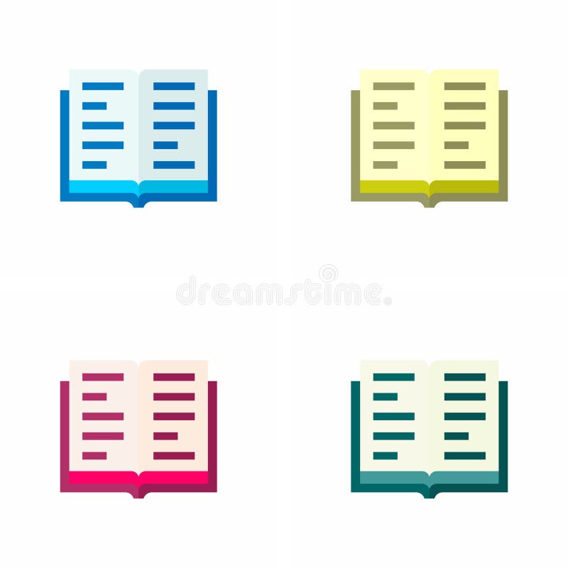 Open book color icon set stock vector. Illustration of badge - 214852088