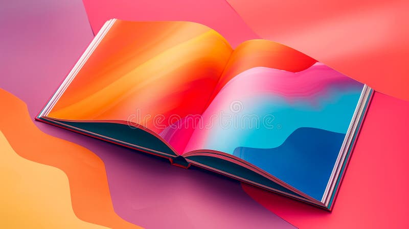Open Book with Colorful Abstract Design on a Multicolored Background ...
