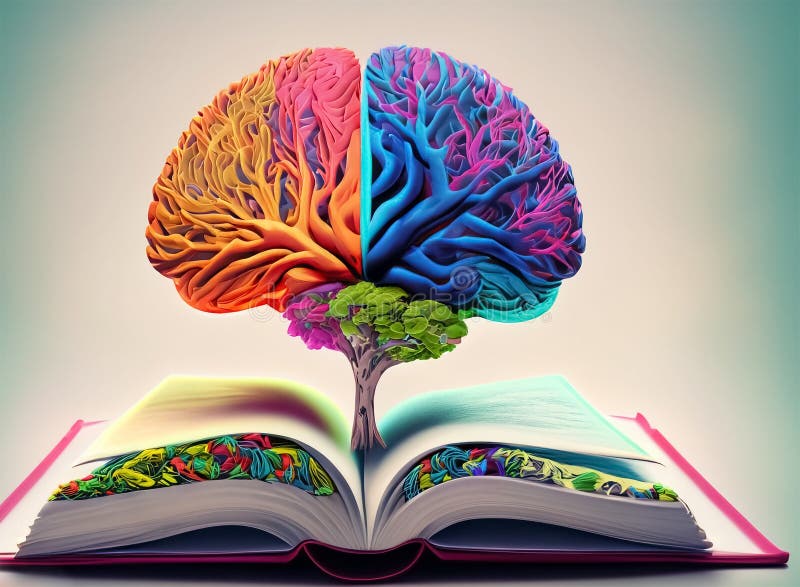 Open Book with a Colorful Creative Tree Brain in it Isolated on Clean ...