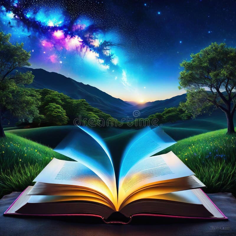 An Open Book with Colorful Design on Top of Stock Illustration ...