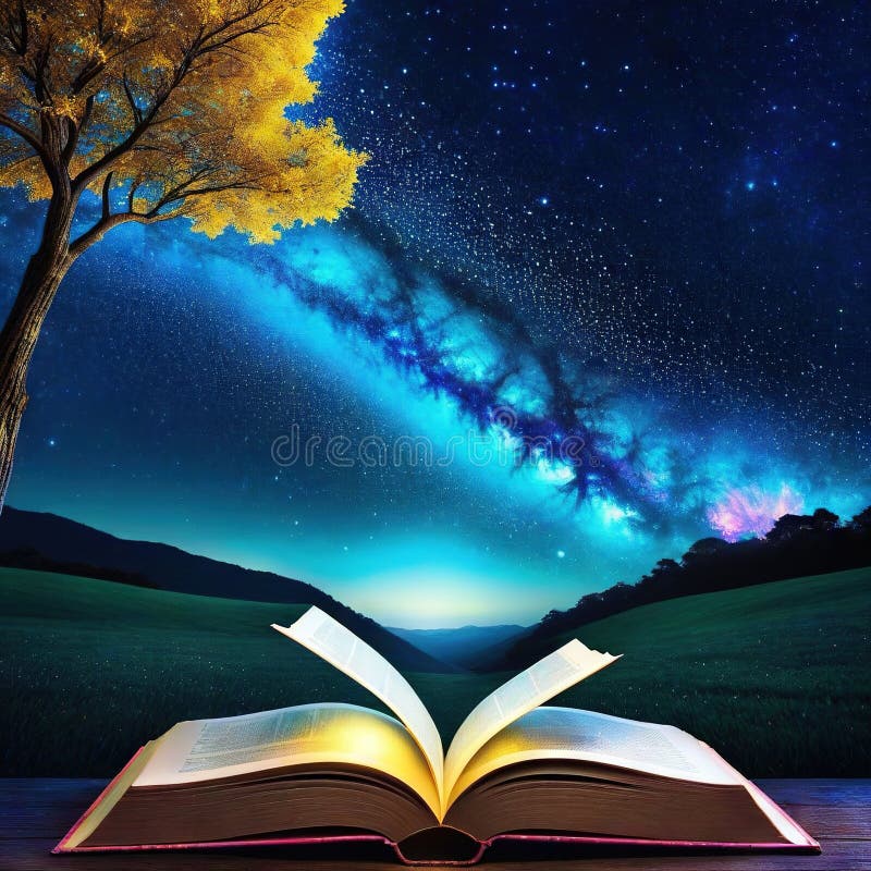 An Open Book with Colorful Design on Top of Stock Illustration ...