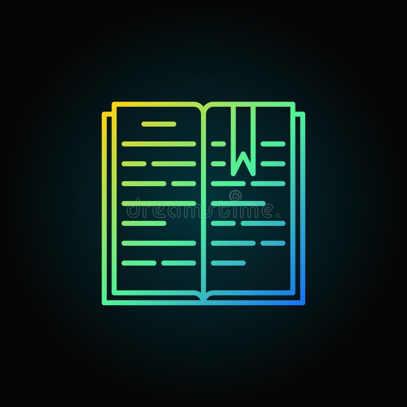 Open Book Outline Icon - Vector Book Concept Symbol or Logo Stock ...