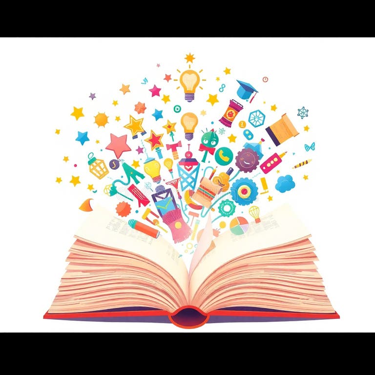 Open Book Colorful Ideas Exploding Education Knowledge Learning ...