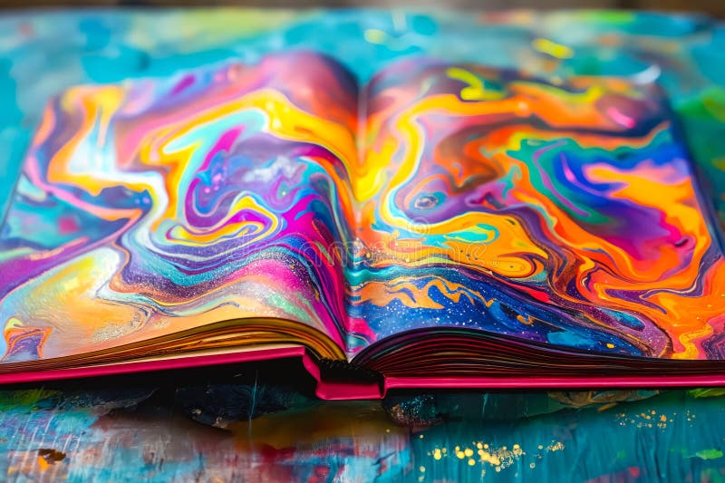 An Open Book with Colorful Paint on it. Generative AI Stock Image ...