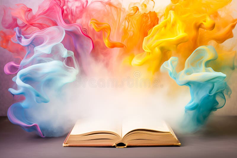 Open Book with Colorful Rainbow Splashes Stock Image - Image of summer ...