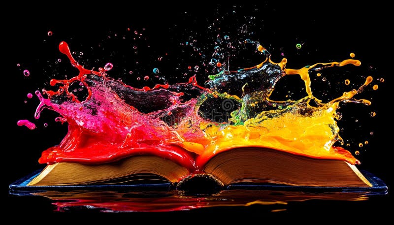 Open Book with a Colorful Splash of Paint, Imagination and Creativity ...