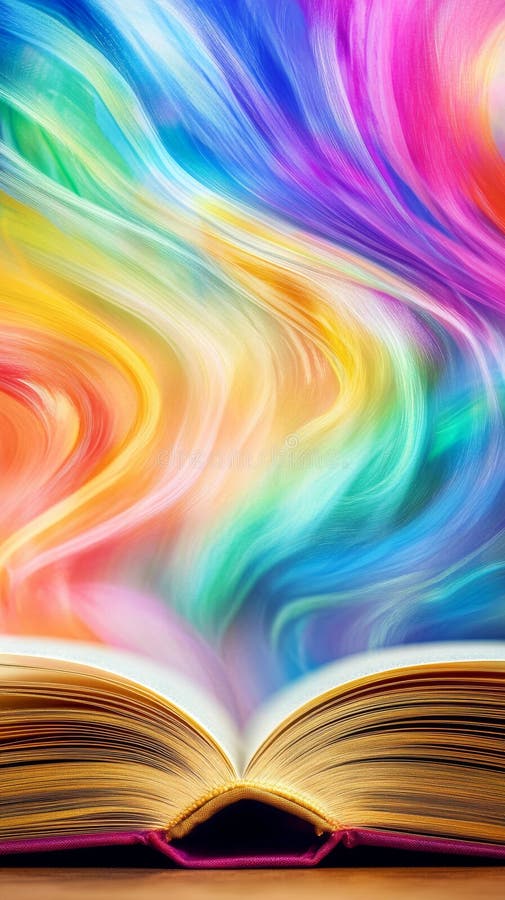 Open Book with Colorful Swirling Abstract Background Stock Photo ...