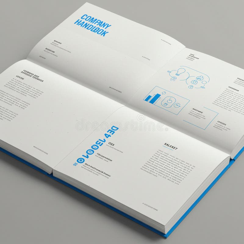 Open Book with "COMPANY HANDBOOK" on the Page, Featuring Blue and Black ...