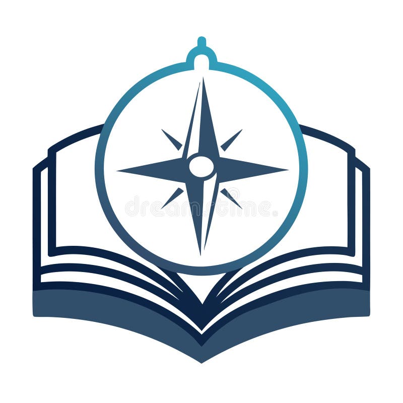 Open Book with Compass Icon for Knowledge, Education, and Direction ...