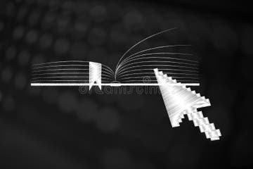 Open Book with Computer Mouse Cursor Clicking on it Stock Illustration ...