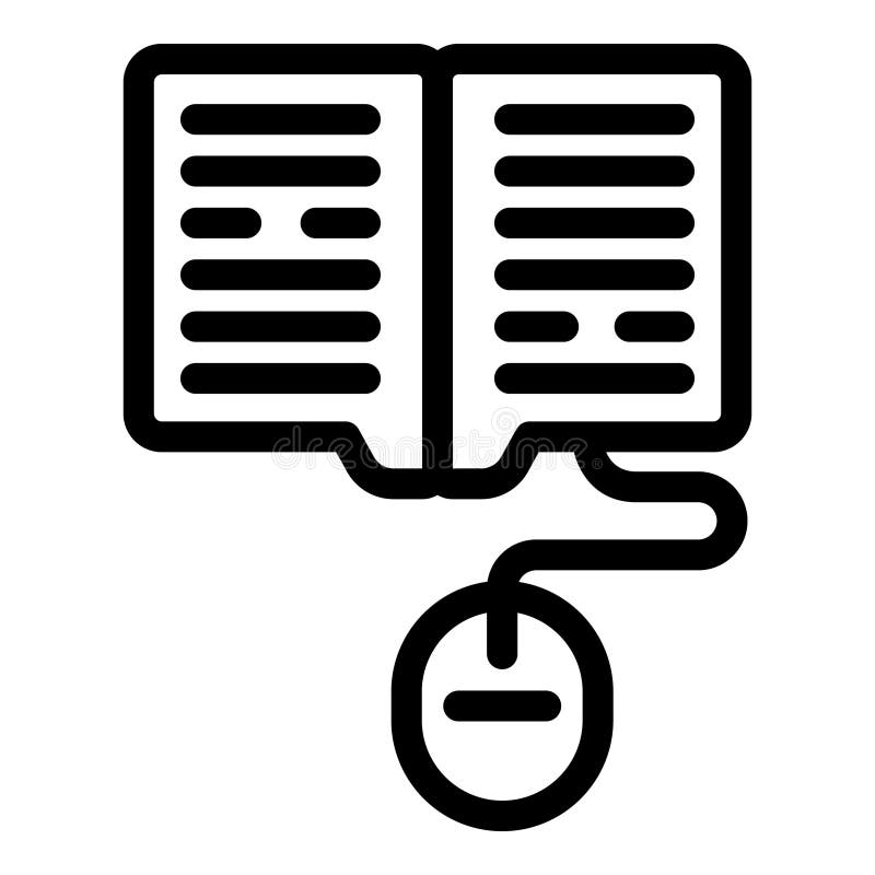 A Book Connected To a Computer Mouse Line Icon. E-book Symbol. Stock ...
