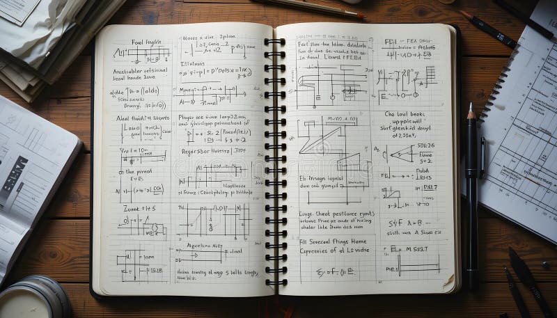 An Open Book Containing Physics Formulas Stock Illustration ...
