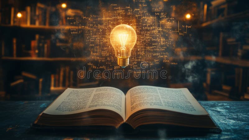 An Open Book Containing a Wealth of Knowledge Was Lit Up by a Glowing ...