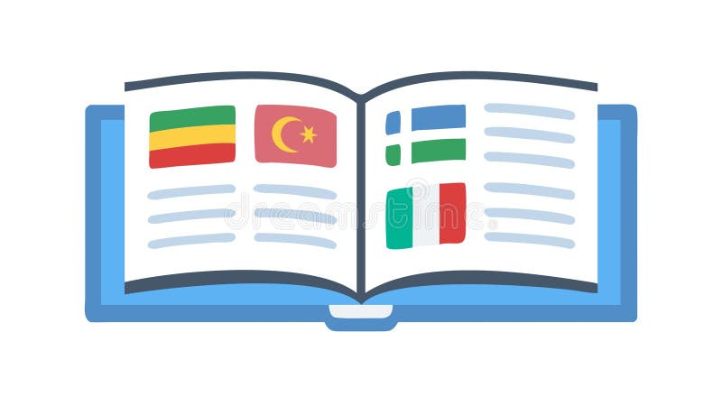 Open Book with Country Flags, International Language Learning, Vector ...
