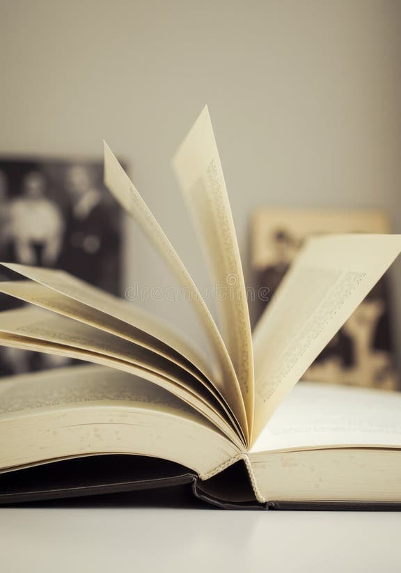 Open Book with Cream Pages and Blurred Background Stock Illustration ...