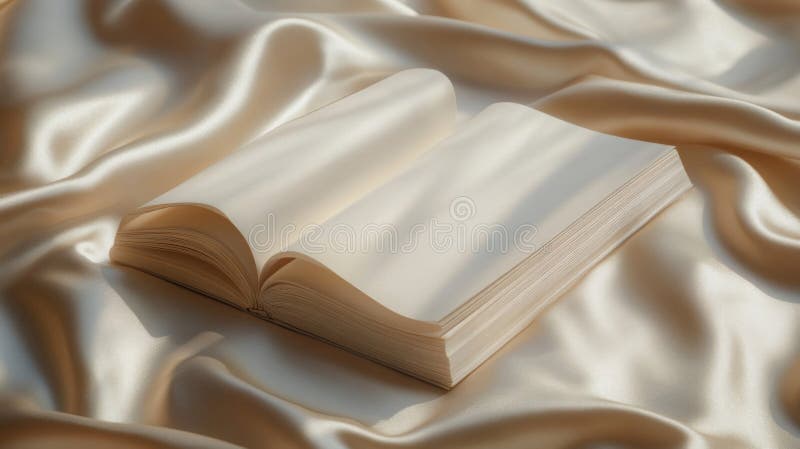 Open Book on Cream Satin Fabric Stock Illustration - Illustration of ...