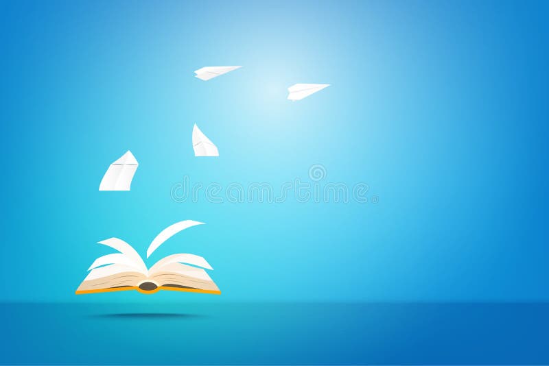 Open Book and Creative Paper Airplanes Teamwork Paper Art Style ...