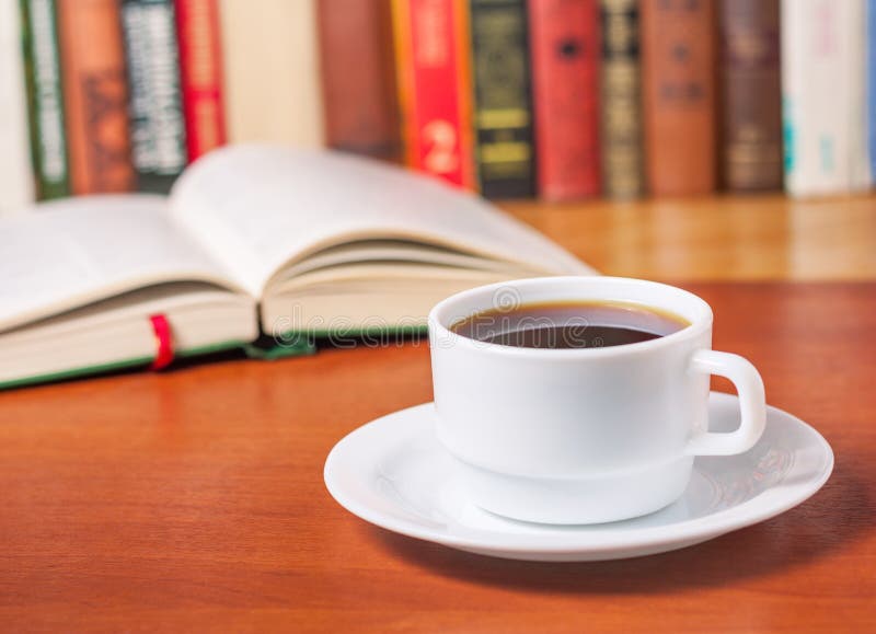 Open Book and a Cup of Coffee Stock Photo - Image of concept, break ...