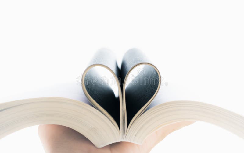 Open Book with Curled Leaves in the Shape of a Heart Stock Image ...