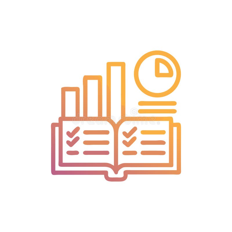 Open Book with Data Charts, Checklist and Time Symbol Stock Photo ...