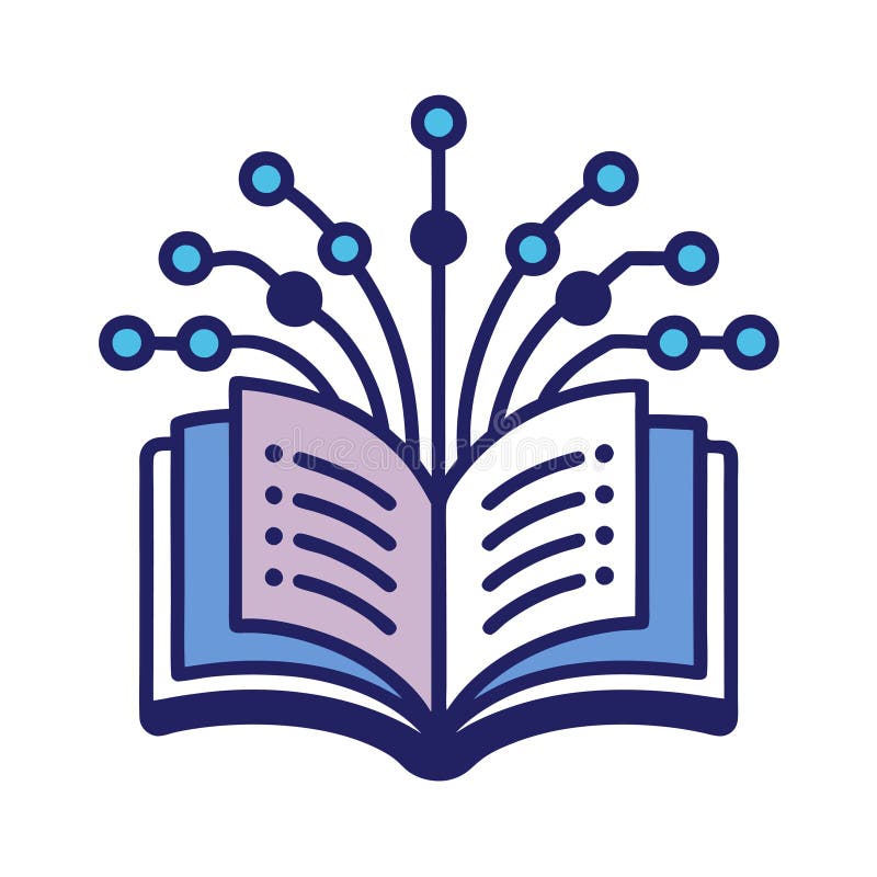 Open Book with Data Connection Illustration Symbolizes Knowledge and ...