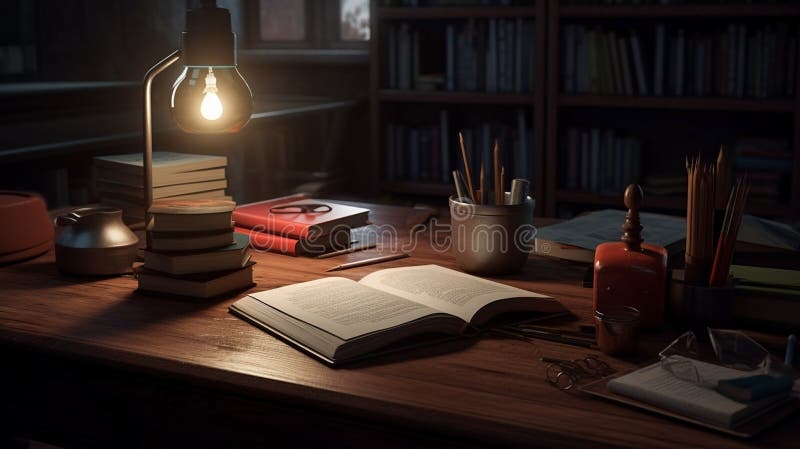 Open Book on Desk stock image. Image of office, bedchamber - 274438729