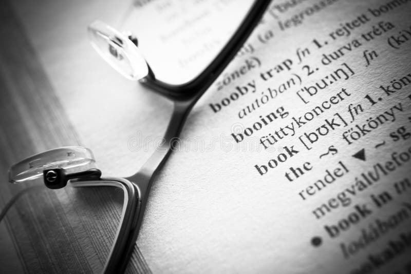 Open Book Dictionary Letters, Close Up Stock Photo - Image of printing ...