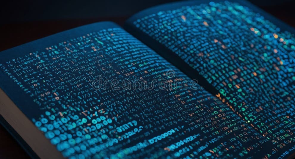 Open Book with Digital Code, Ai Learning, Machine Learning, Coding ...