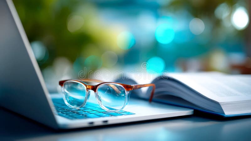 Open Book with Digital Glowing Network Emerging, Symbolizing E-learning Stock Image - Image of ...