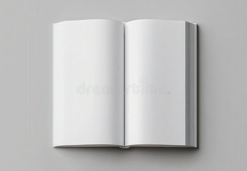 An Open Book Displaying Blank White Pages Set Against a White ...