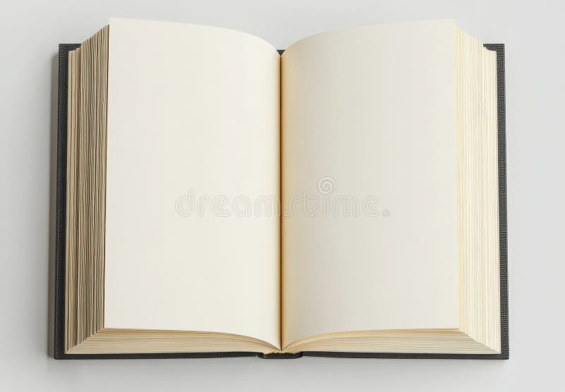 An Open Book Displaying Blank White Pages Set Against a White ...