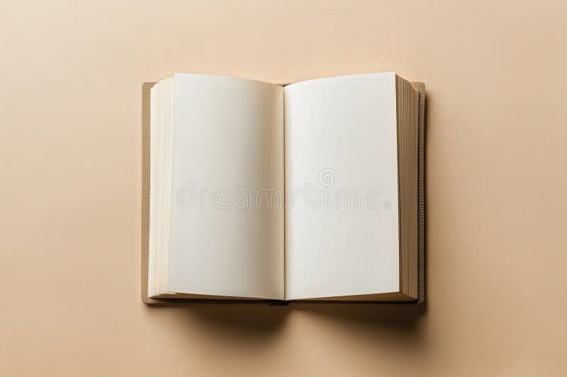 An Open Book Displaying Its White Pages Against a Beige Backdrop Stock ...