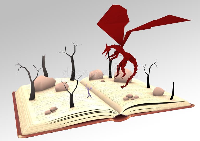 Open book of Dragons stock illustration. Illustration of reading - 27894357