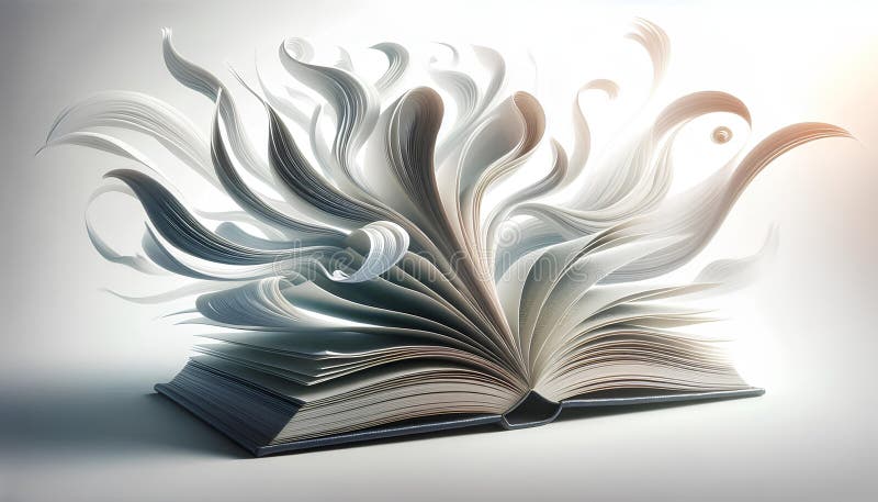 Open Book with Dynamic, Flowing Pages Symbolizing Creativity ...