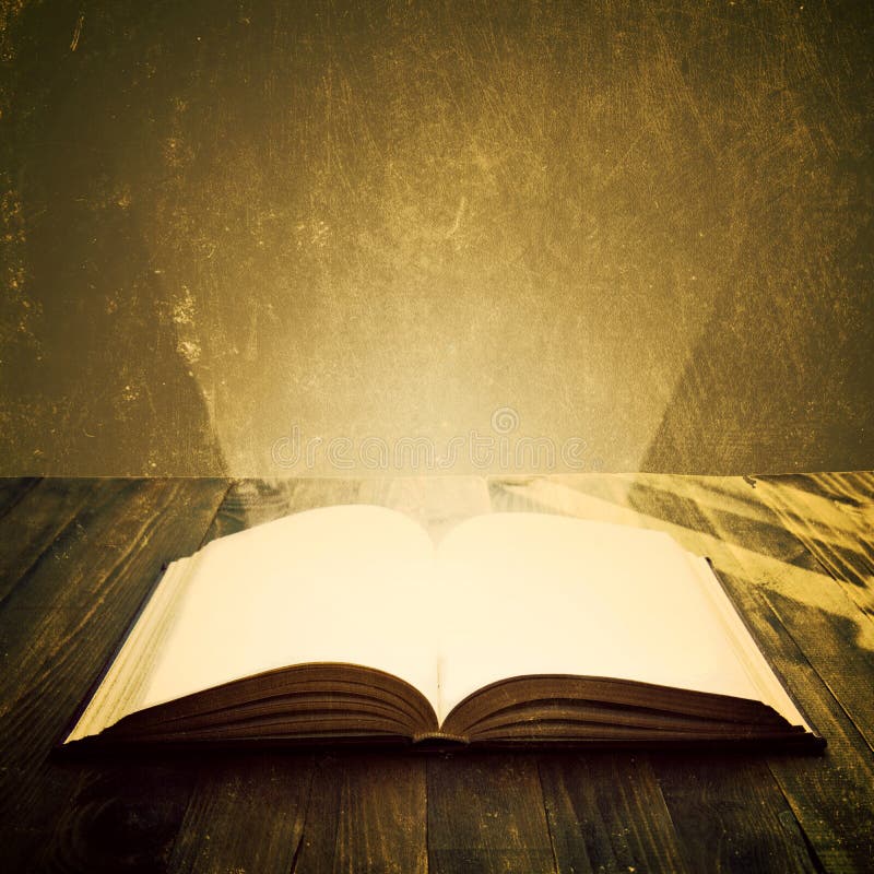 Open book on table. stock image. Image of empty, golden - 101893969