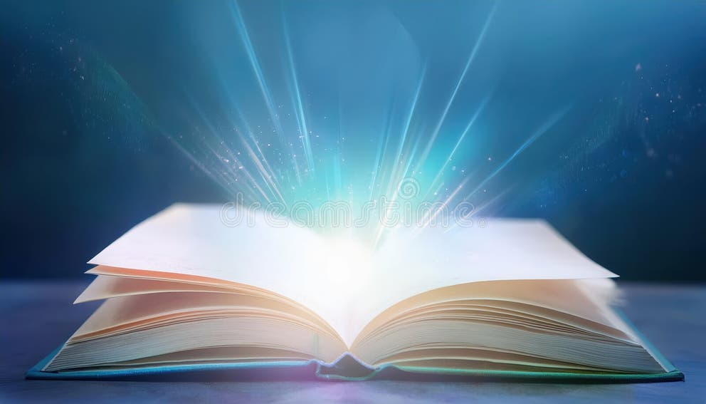 Open Book Radiating Light in a Minimalist Setting that Represents the ...