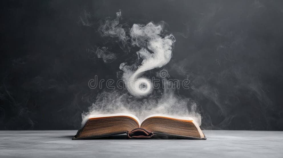 An Open Book Releases a Swirling Cloud of Smoke that Forms a Question ...
