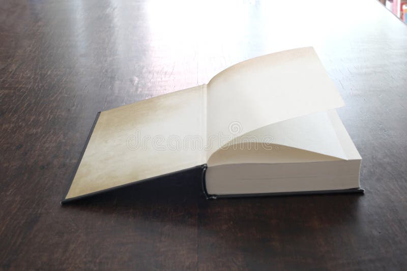 Open Book with Empty Pages on a Wooden Table with Copy Space Stock ...