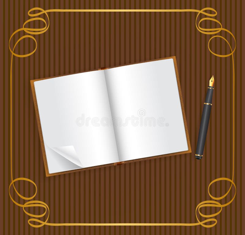Open Book with Empty Space for Text, and Pen Stock Vector ...