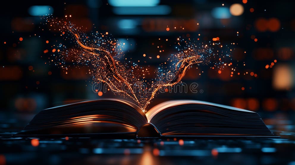 Open Book with Explosion of Data and Colorful Graphs, Symbolizing ...