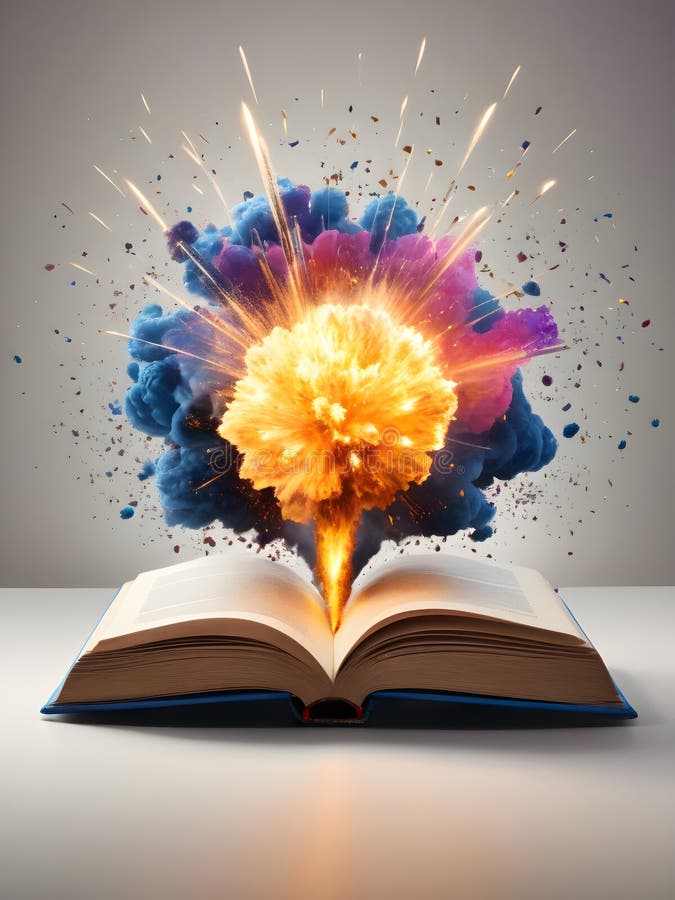 An Open Book with an Explosion of Knowledge Stock Illustration ...