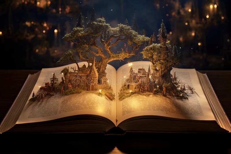 Open Book with Fairy Tale Castle on the Pages. Fairy Tale Concept Stock ...