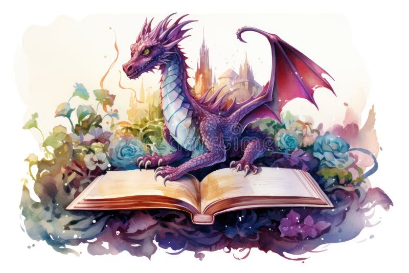 Open Book Fairy Tale with Dragon AI Generated Stock Illustration ...