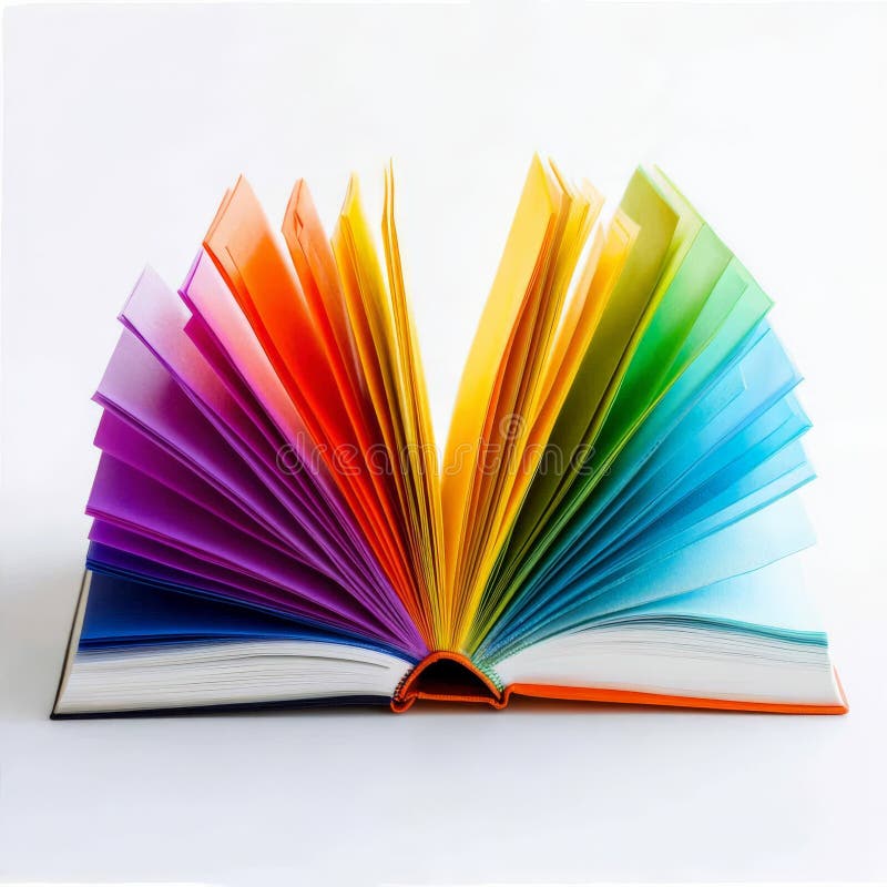 An Open Book is Fanned Out, Revealing an Array of Pages in Bright ...