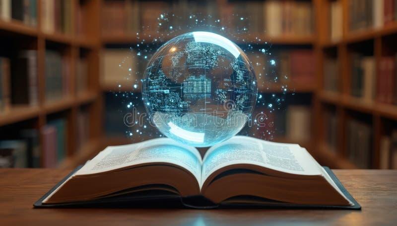 Open Book Features Holographic Display, Merging Tech Education. Digital Content, Interactive ...