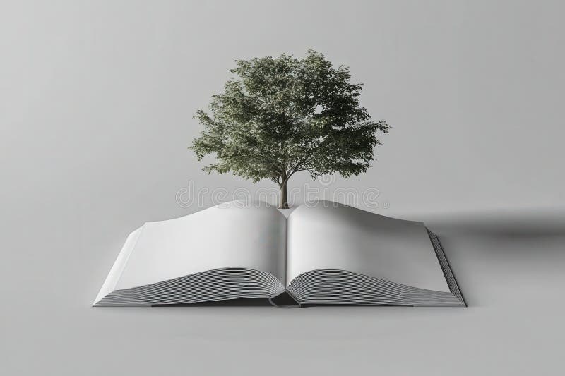 An Open Book, Featuring Empty Pages, is Resting on a Concrete Surface ...