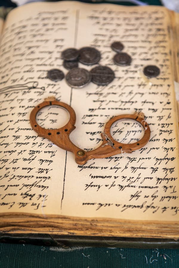 An Open Book Filled with Cursive Handwriting Stock Photo - Image of ...