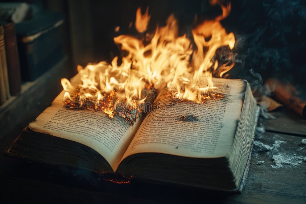 Open Book on Fire stock image. Image of book, wildfire - 376233281